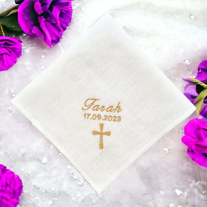 Boy/ Adult Baptism Handkerchief Cross Gifts/ Custom Embroidered Hankie ...