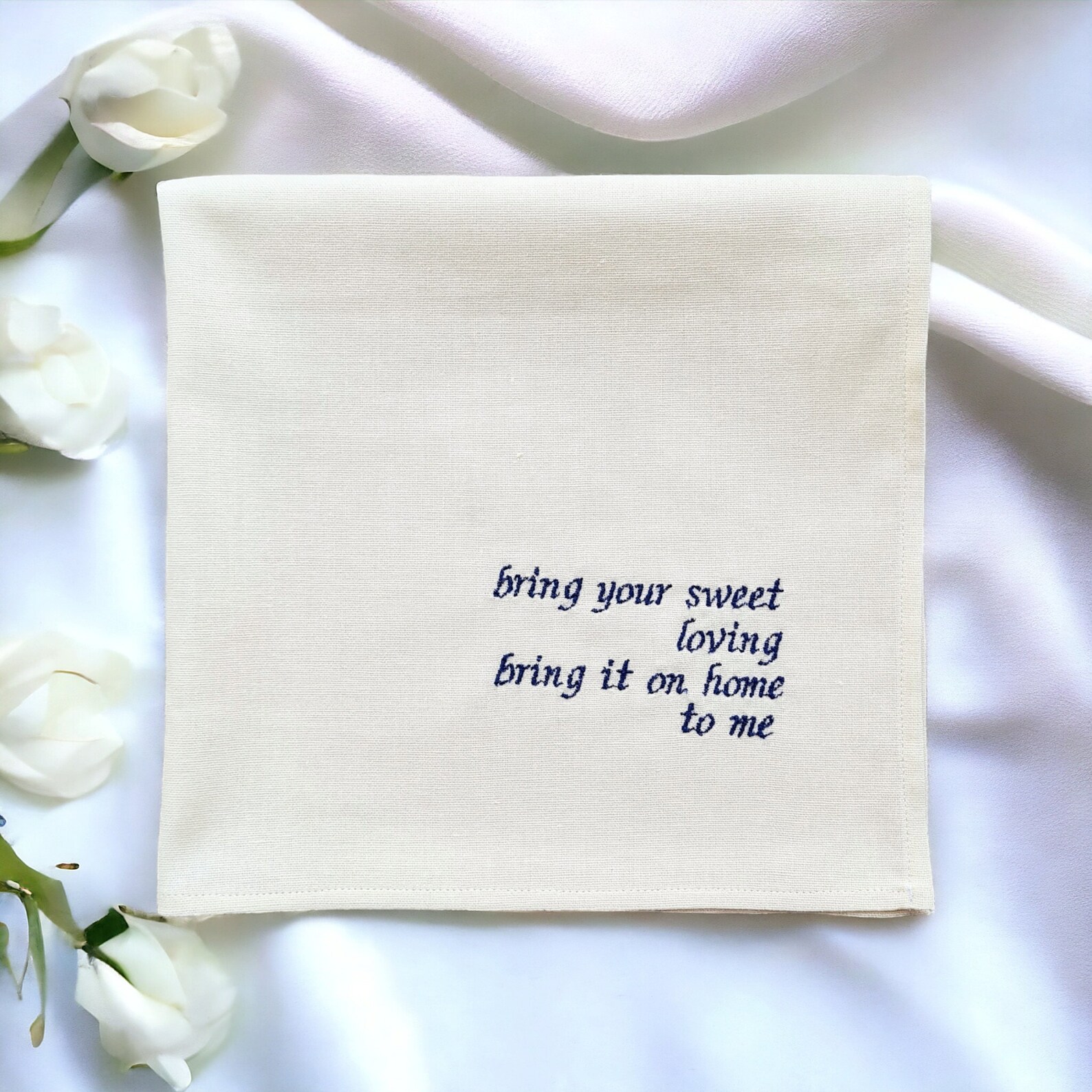 Custom Embroidered Handkerchief Linen/ Wedding Hankie Personalized ...