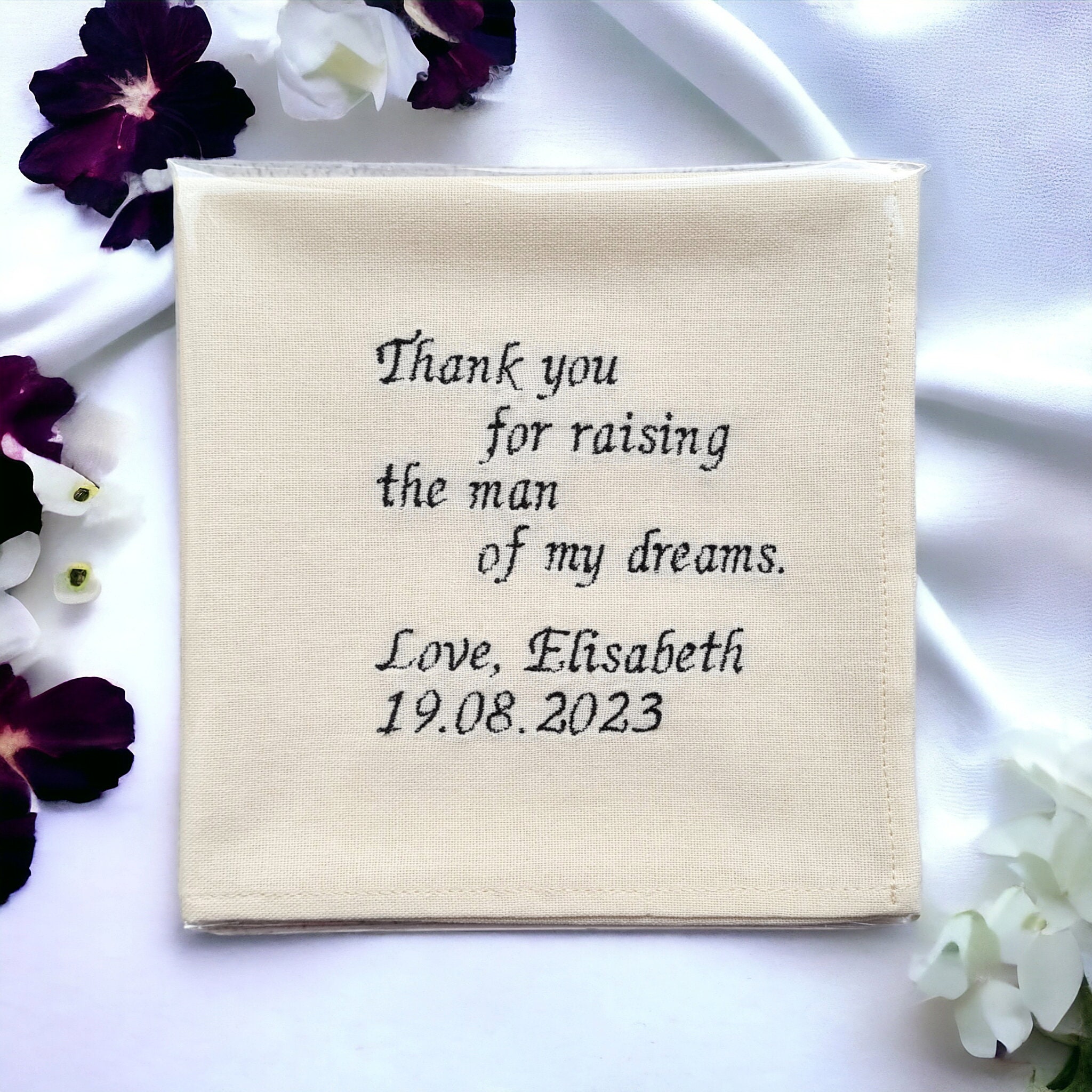 Custom Embroidered Handkerchief Linen/ Wedding Hankie Personalized ...