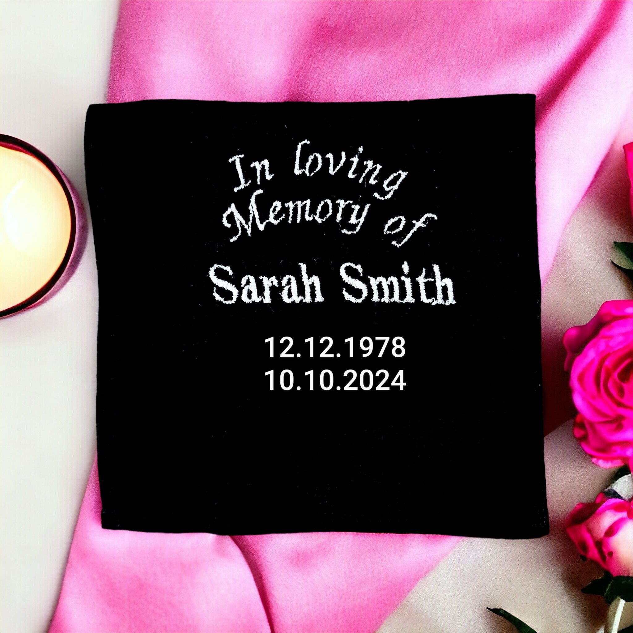 In Loving Memory Funeral Handkerchief Custom Embroidered/ Commemorative ...