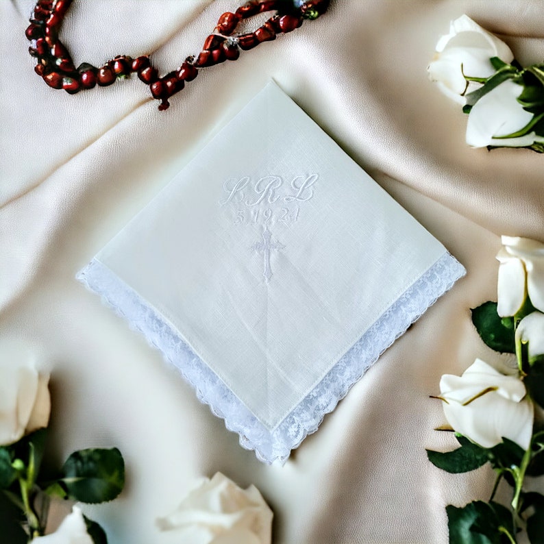 Boy/ Adult Baptism Handkerchief Cross Gifts/ Custom Embroidered Hankie ...