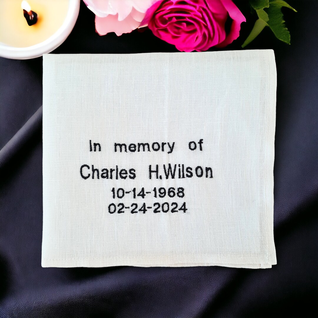 Mourning Hanky/ Custom Handkerchief/ Hankie Personalized Linen ...