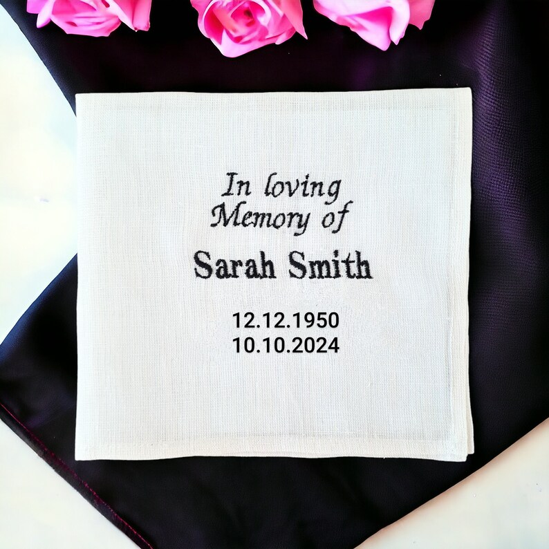 Mourning Hanky/ Custom Embroidered Handkerchief/ Grief Bereavement Gift ...