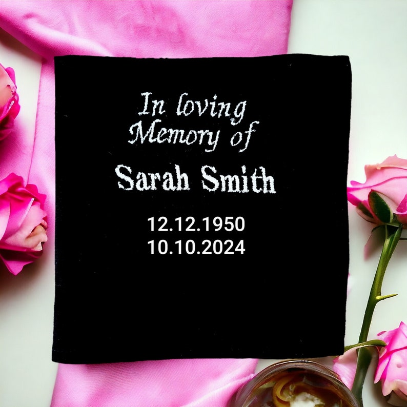 Mourning Hanky/ Custom Embroidered Handkerchief/ Grief Bereavement Gift ...