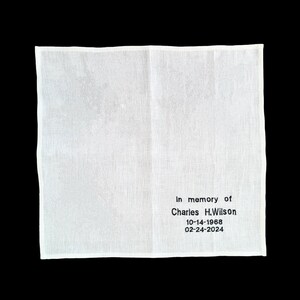 Funeral Handkerchief Custom Embroidered/ Commemorative Condolence Gift ...