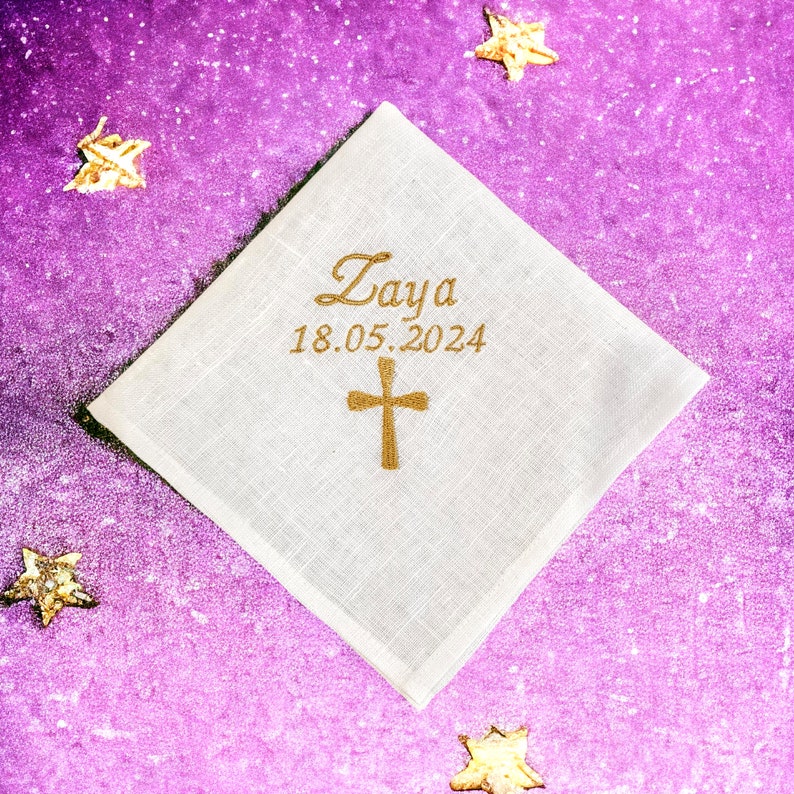 Boy/ Adult Baptism Handkerchief Cross Gifts/ Custom Embroidered Hankie ...