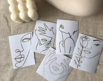 Line Art Stickers | Etsy