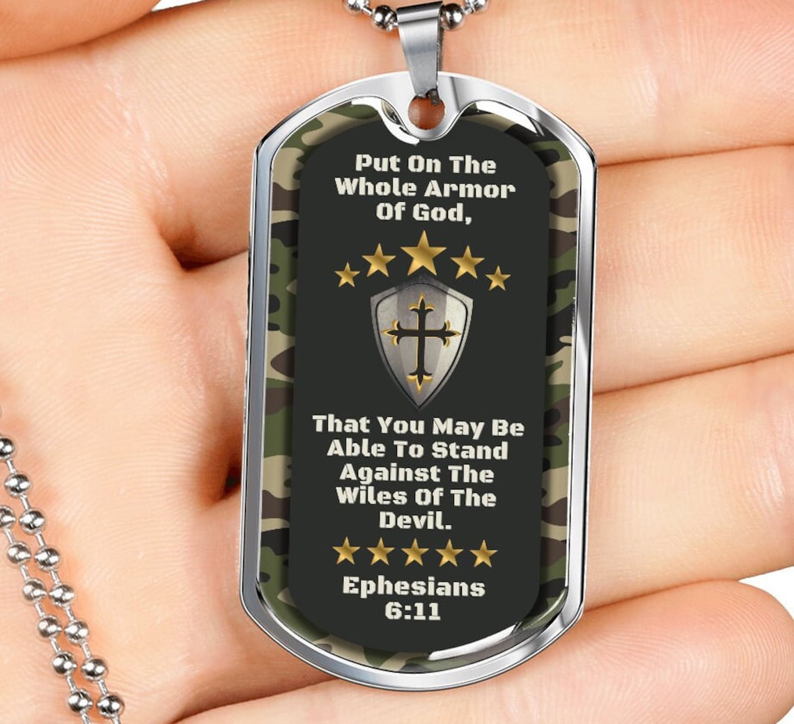 Christian Faith Bible Verse Dog Tag Necklace Gift Ephesians - Etsy