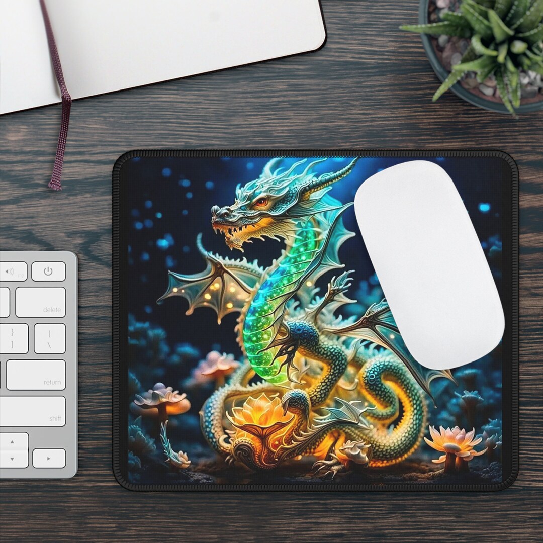Gaming Mouse Pad, Glass Dragon, Dragon Mouse Pad, Beautiful Artwork ...