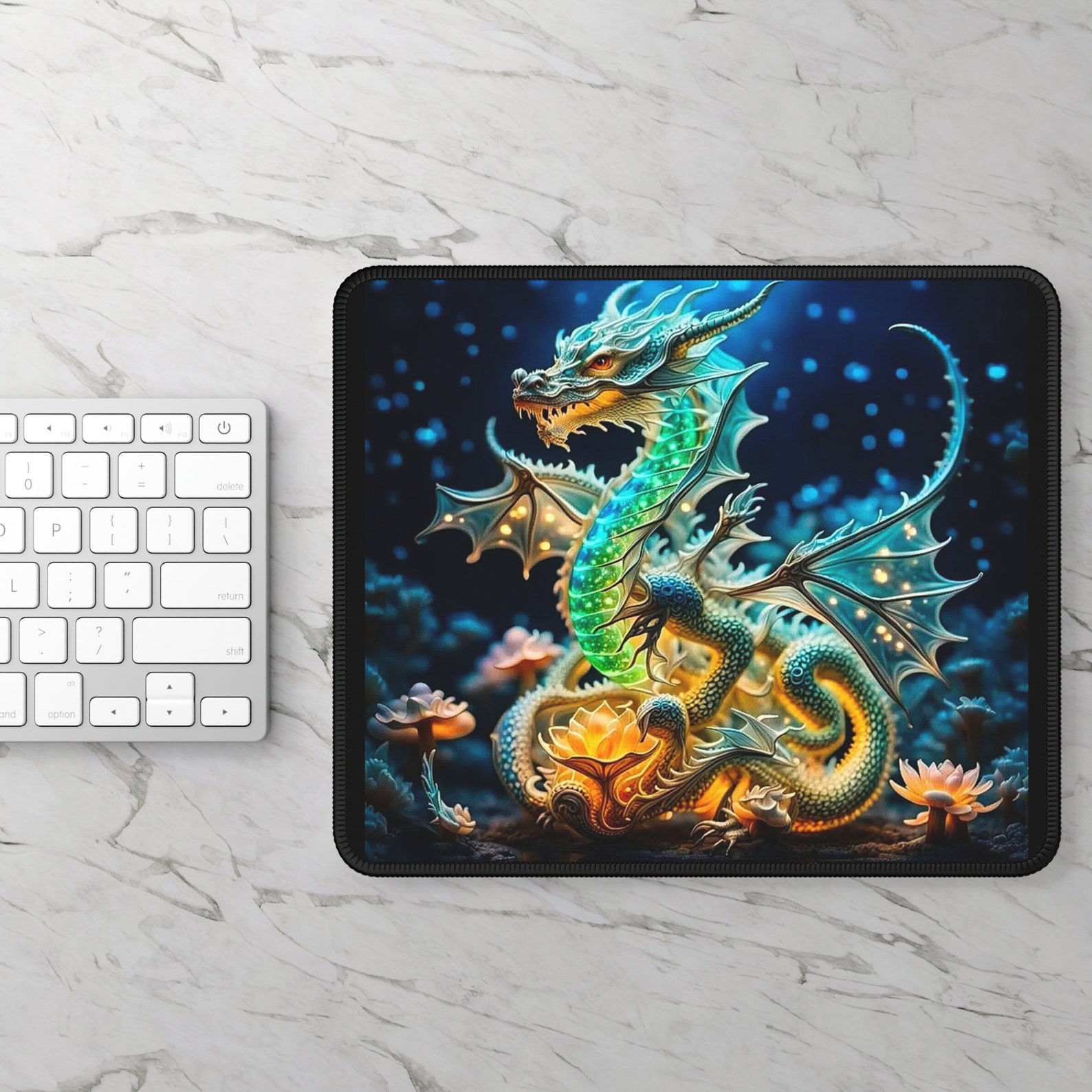 Gaming Mouse Pad, Glass Dragon, Dragon Mouse Pad, Beautiful Artwork ...