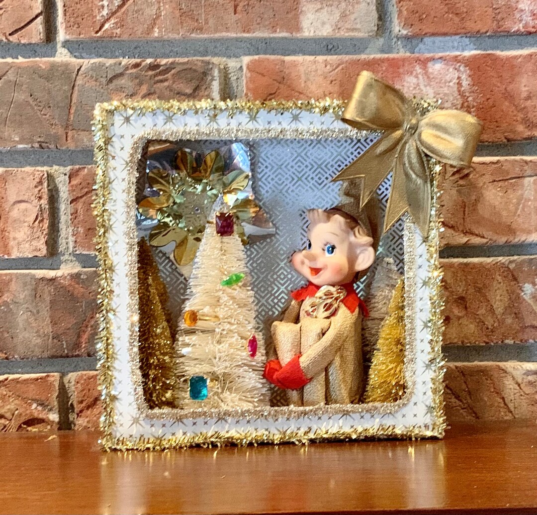 Kitsch Christmas Shadow Box, Fifth Day of Christmas, Five Golden Rings ...