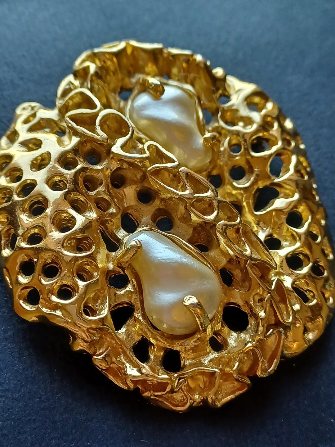Trifari Goldtone Pierced Jonathan Bailey Sculpturesque Vintage 1960s ...
