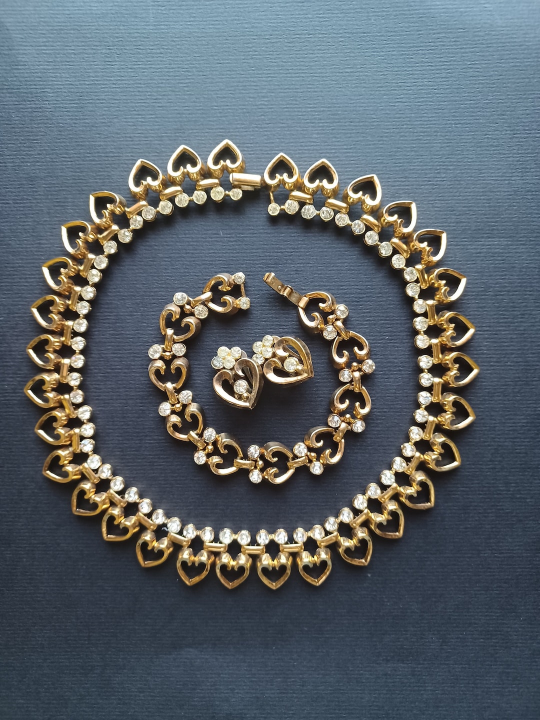 Trifari "queen of Hearts" Set Necklace Bracelet Earrings Goldtone ...