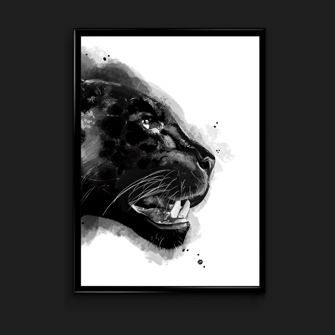 Panther Side Profile Print - Etsy