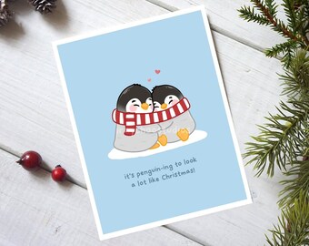 Penguin Holiday Card - Etsy