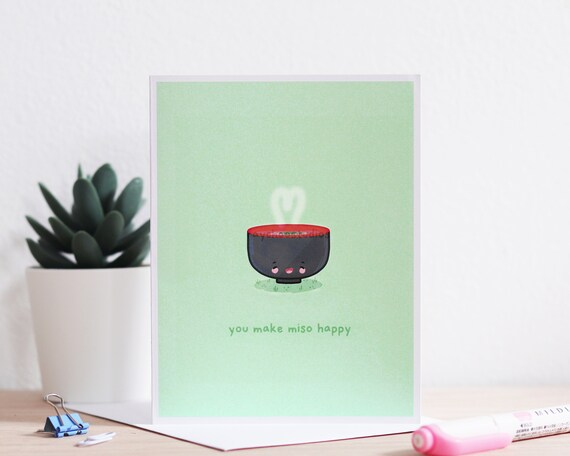 You Make Miso Happy Greeting Card Cute Asian Food Pun Asian | Etsy