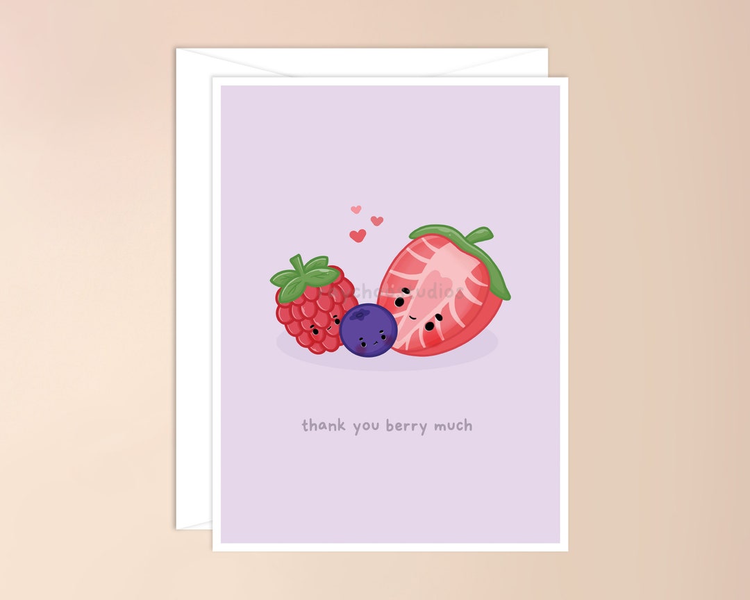 Thank You Berry Much Card | Cute Thank You Card, Thank You Card Pun ...