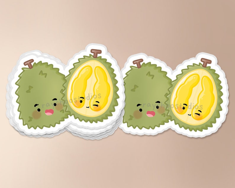 Durian (pair) Sticker | Fruit Sticker, Asian Fruit Sticker, Asian Food ...