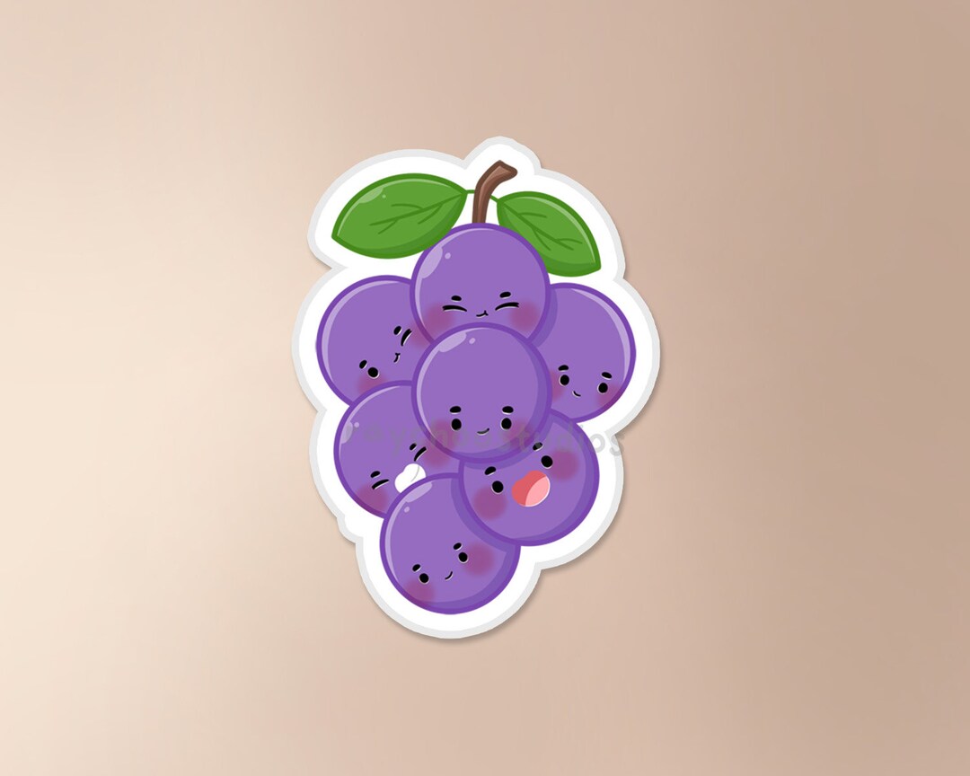 Grapes Sticker | Cute Grapes Sticker, Food Sticker, Waterproof Sticker ...