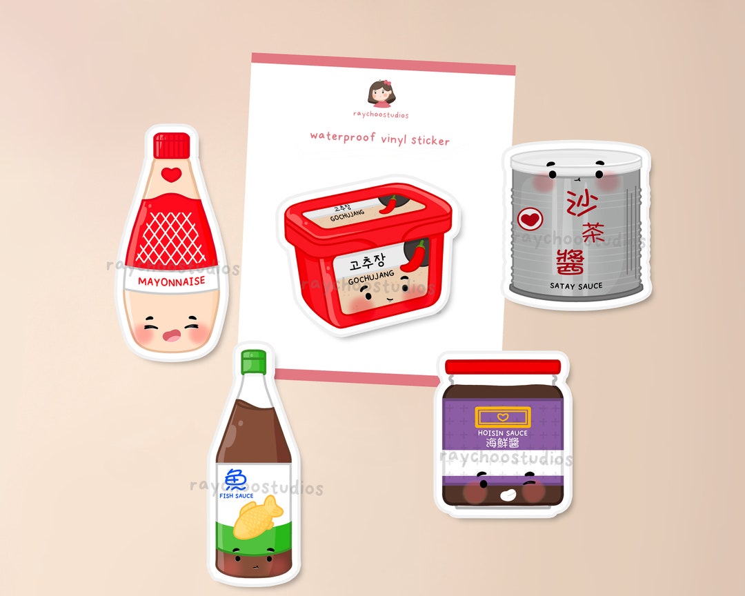 Asian Sauces 2 Sticker Pack | Waterproof Sticker Flakes, Cute Kawaii ...