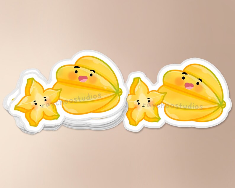 Star Fruit (pair) Sticker | Fruit Sticker, Asian Fruit Sticker, Asian ...