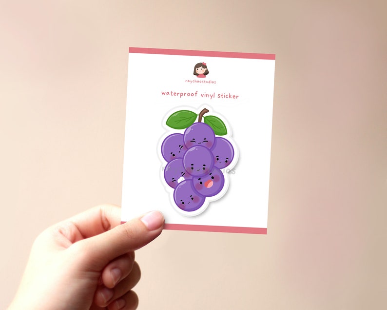 Grapes Sticker | Cute Grapes Sticker, Food Sticker, Waterproof Sticker ...