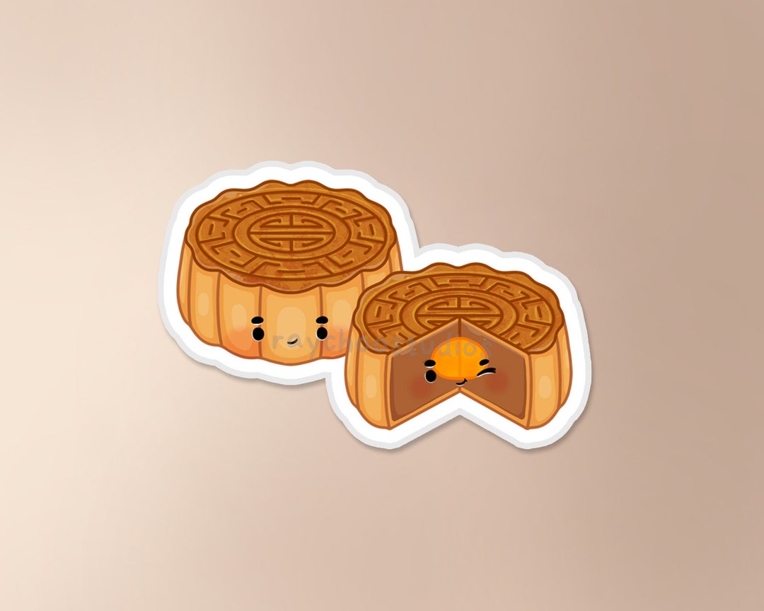 Mooncake (pair) Sticker | Mid-autumn Festival Sticker, Mooncake ...