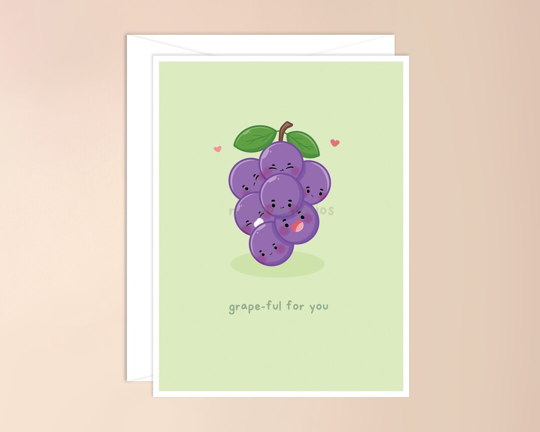 Grape-ful for You Card | Cute Thank You Card, Thank You Card Pun, Punny ...