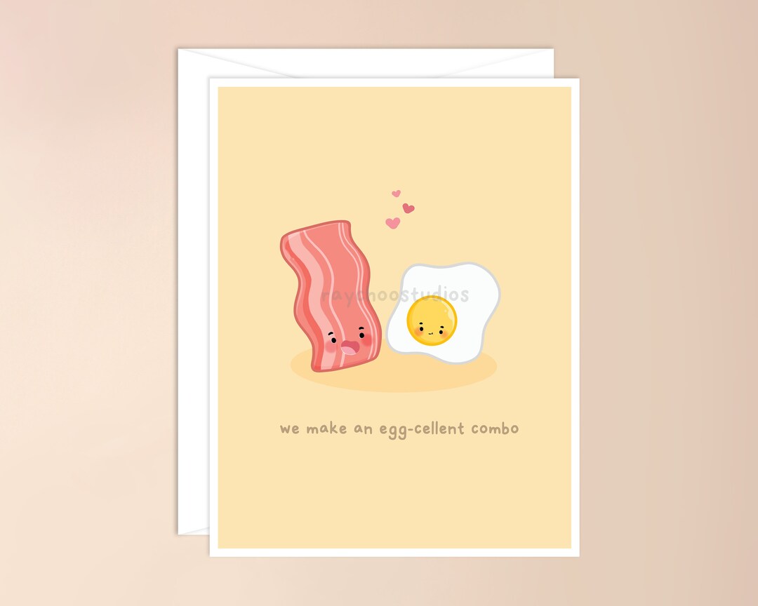We Make an Egg-cellent Combo Greeting Card | Asian Food Card, Kawaii ...