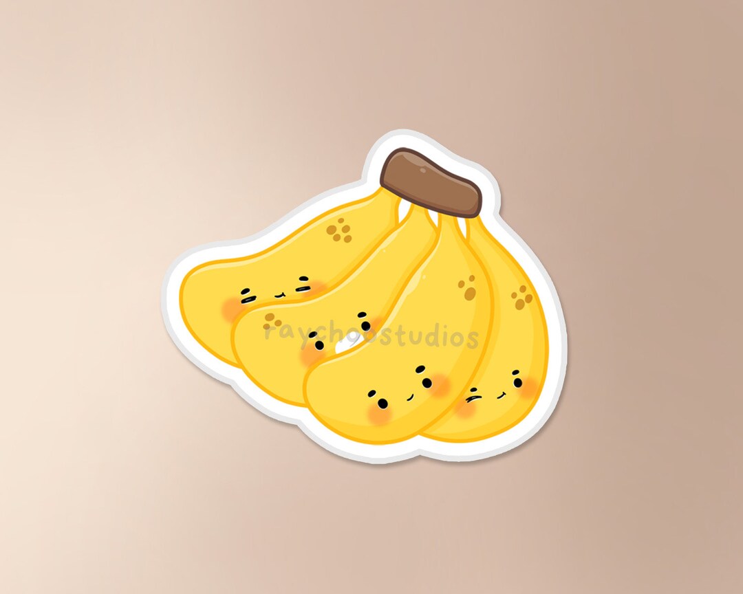 Banana Bunch Sticker | Cute Banana Sticker, Food Sticker, Waterproof ...