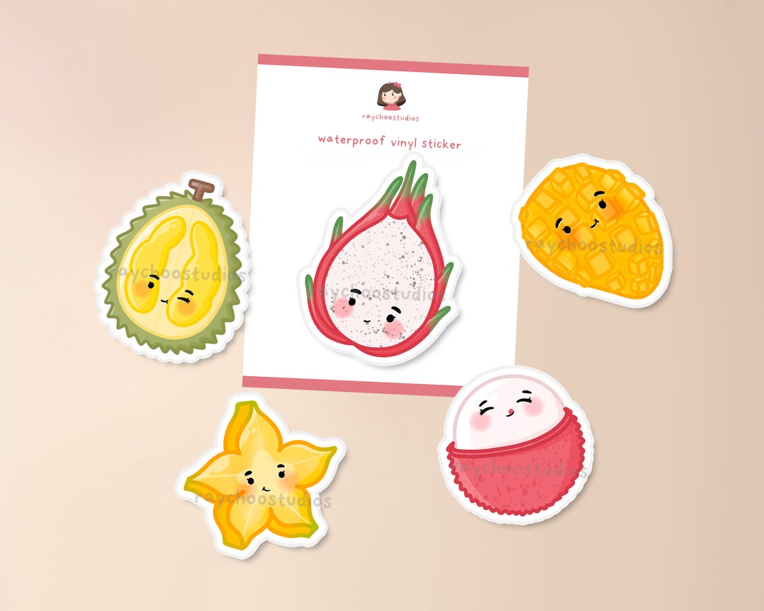 Asian Fruits (half) Sticker Pack | Waterproof Sticker Flakes, Cute ...