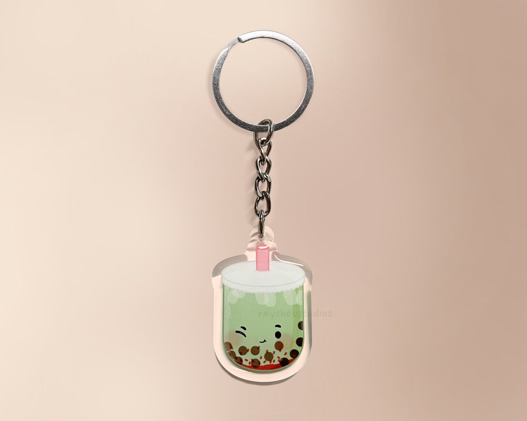 Matcha Red Bean Boba Acrylic Keychain | Cute Acrylic Keychain, Cute ...