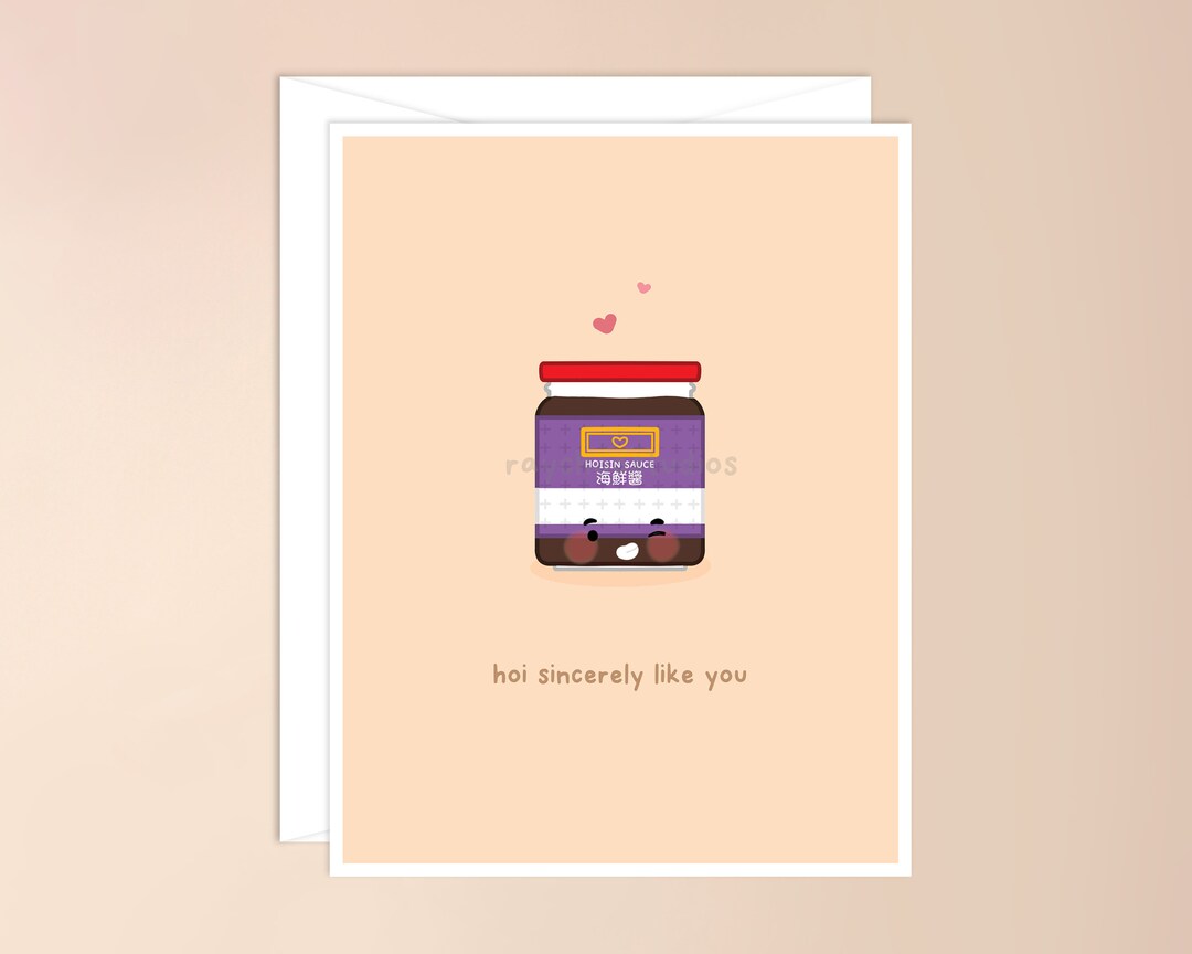 Hoi Sincerely Like You Greeting Card | Asian Food Card, Kawaii Cute ...