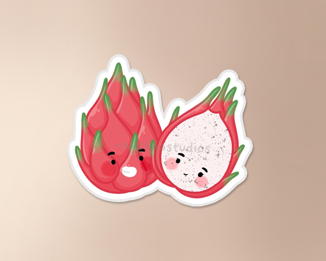 Dragon Fruit (pair) Sticker | Fruit Sticker, Asian Fruit Sticker, Asian ...