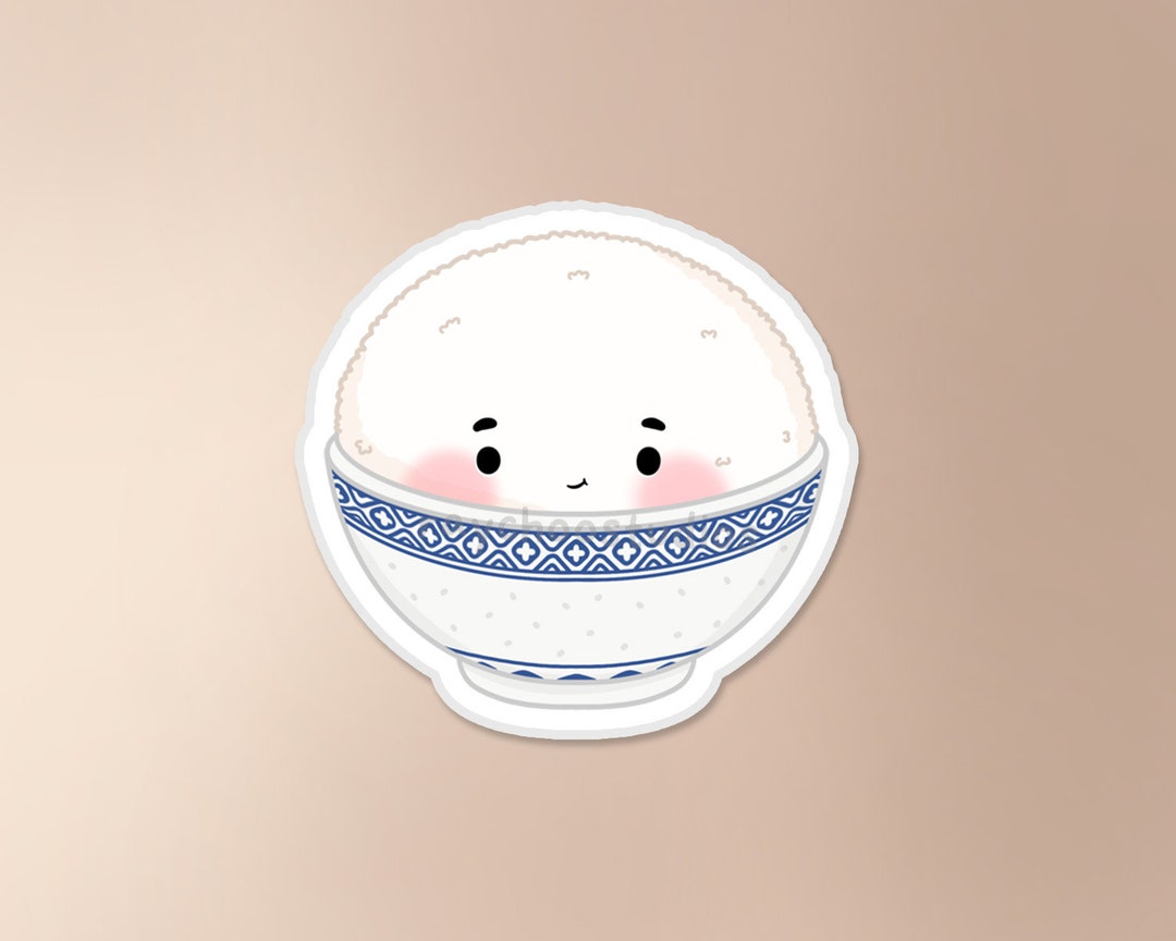 Rice Bowl Sticker | Rice Sticker, Asian Sticker, Asian Food Sticker ...
