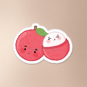 Lychee (pair) Sticker | Fruit Sticker, Asian Fruit Sticker, Asian Food ...