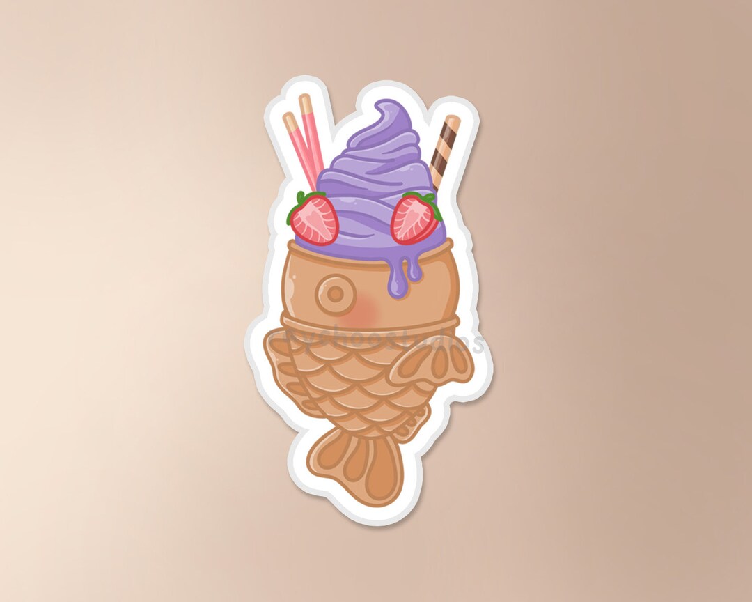 Ube Taiyaki Ice Cream Sticker | Asian Sticker, Asian Food Sticker, Food ...