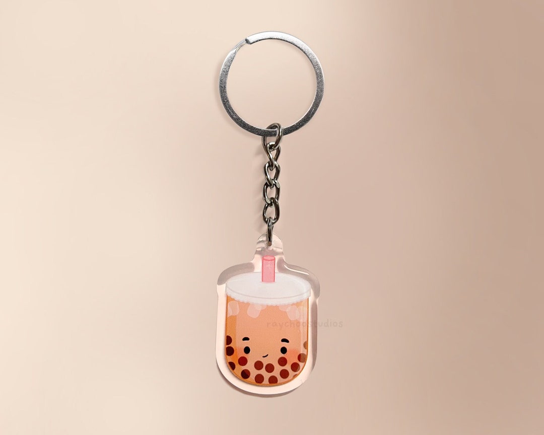 Milk Tea Boba Acrylic Keychain | Cute Acrylic Keychain, Cute Boba Gift ...