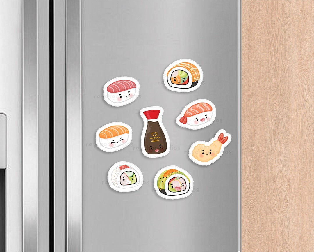 Let's Roll Sushi Magnet Set | Cute Kawaii Kitchen Fridge Magnets, Sushi ...