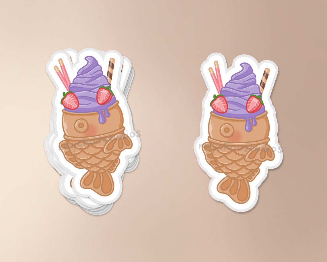 Ube Taiyaki Ice Cream Sticker | Asian Sticker, Asian Food Sticker, Food ...