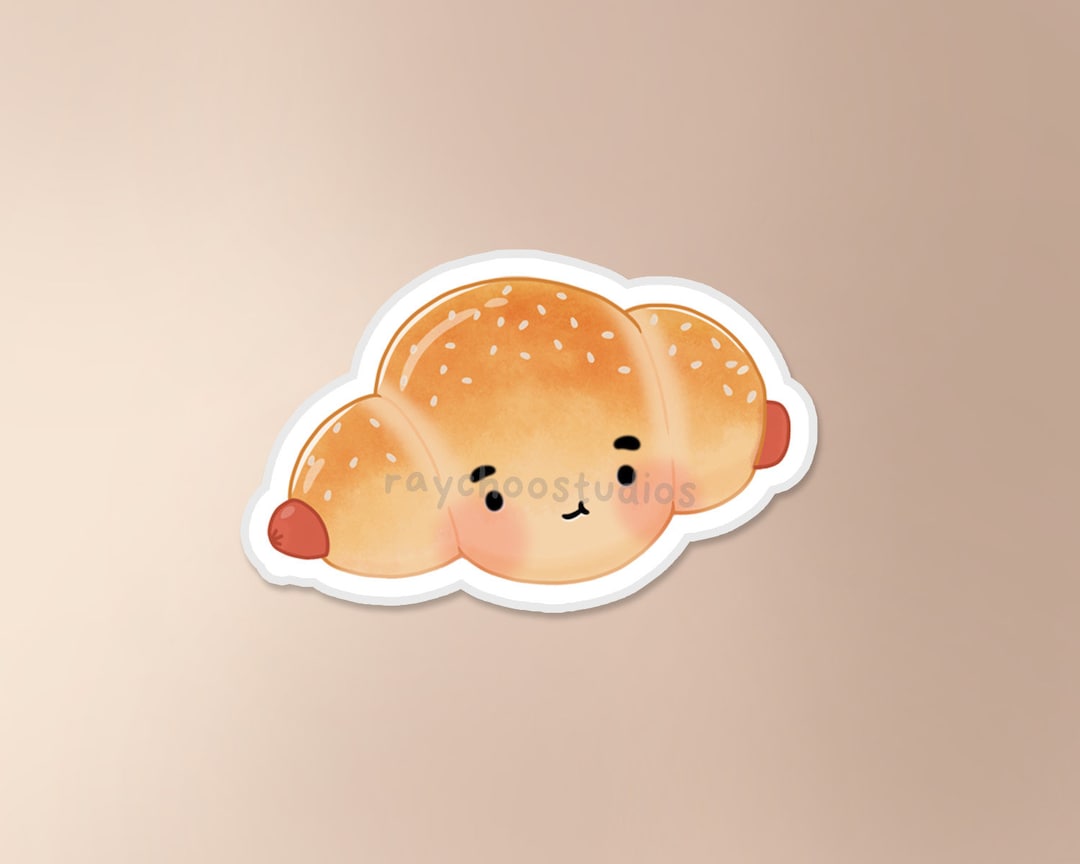 Hot Dog Bun Sticker | Sausage Bun Sticker, Asian Bakery Sticker, Asian ...
