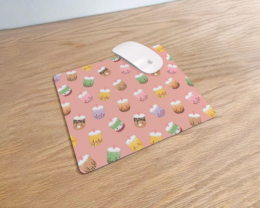 Boba Mouse Pad | Cute Bubble Tea Mouse Pad, Cute Mouse Mat, Pink Mouse ...