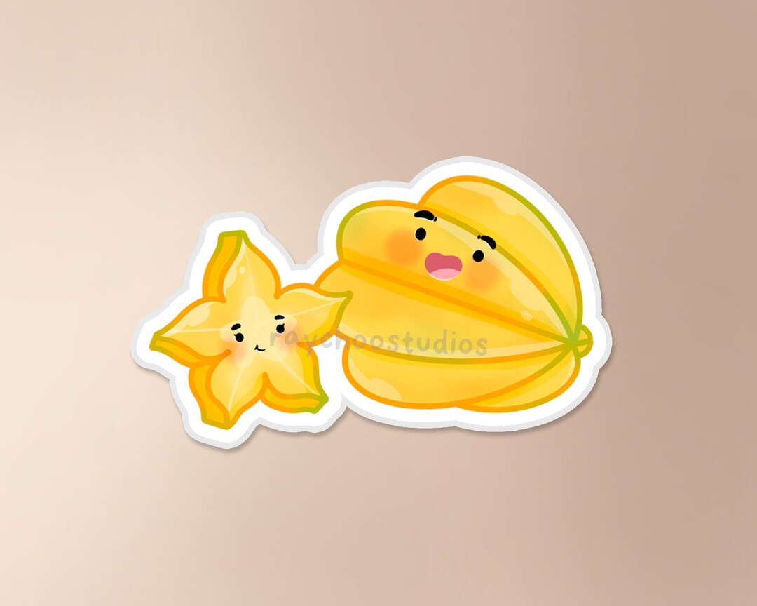 Star Fruit (pair) Sticker | Fruit Sticker, Asian Fruit Sticker, Asian ...