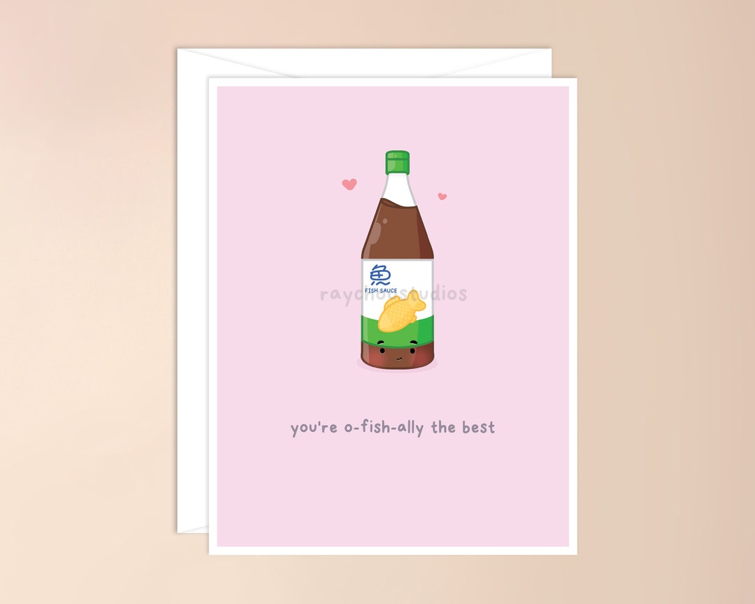 You're O-fish-ally the Best Greeting Card | Asian Food Card, Kawaii ...