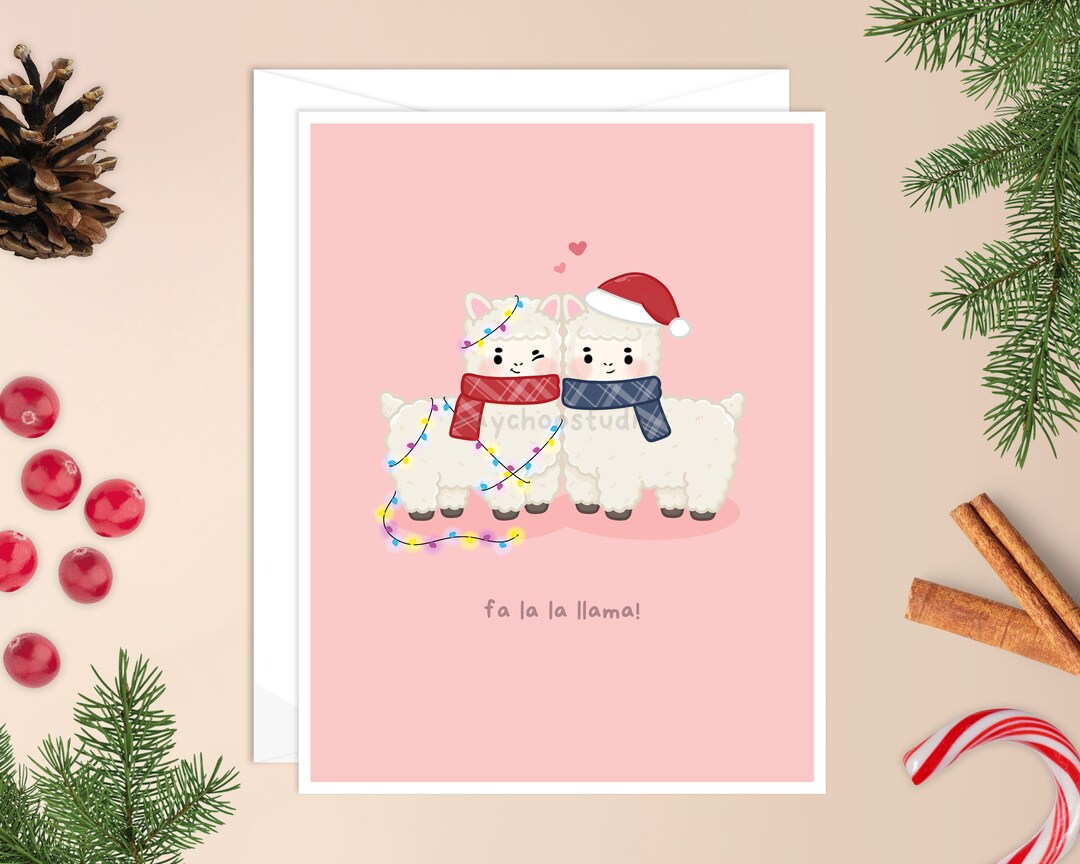 Fa-la-la-llama Christmas Card | Animal Christmas Card, Cute Holiday ...
