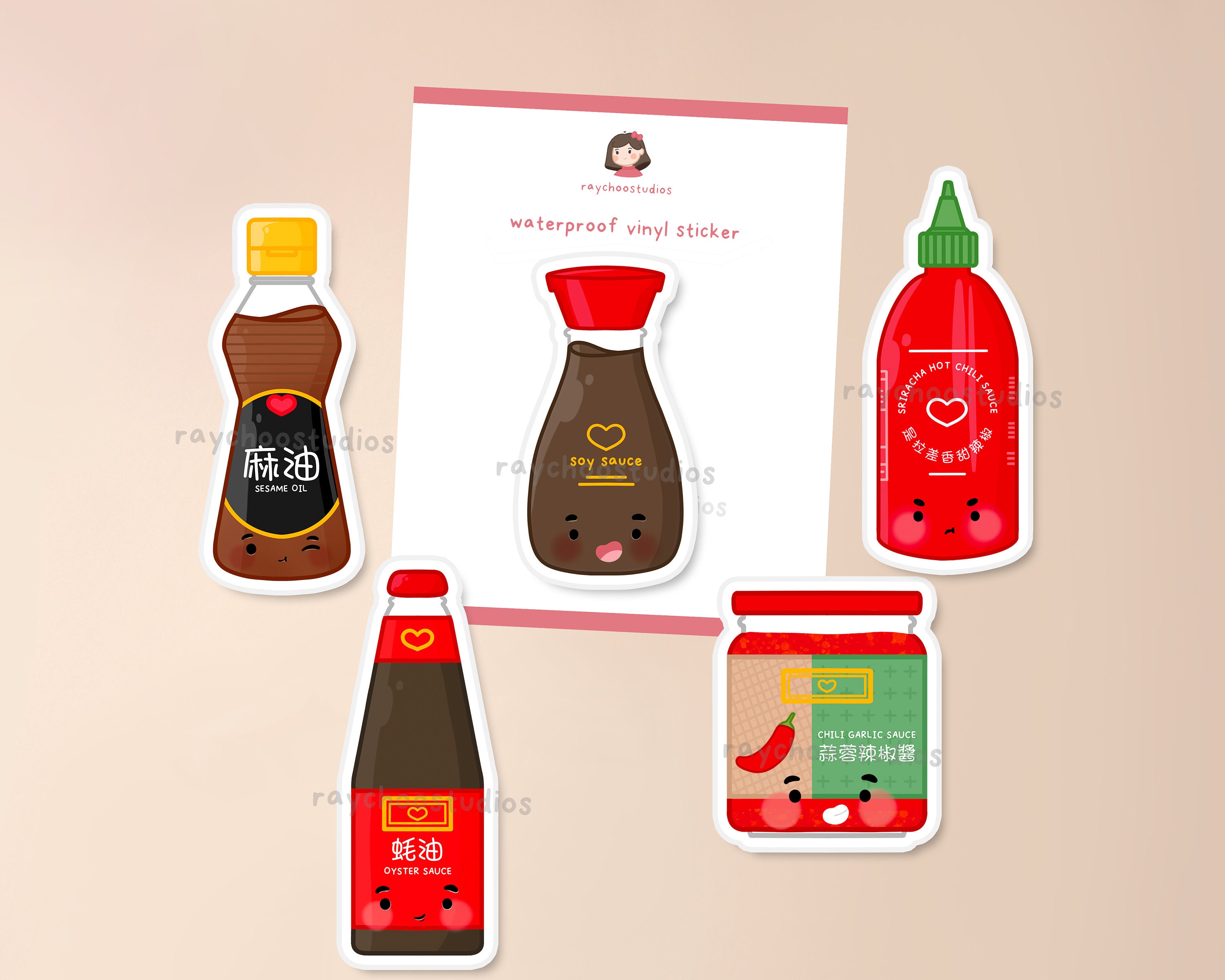 Asian Sauces 1 Sticker Pack | Waterproof Sticker Flakes, Cute Kawaii ...