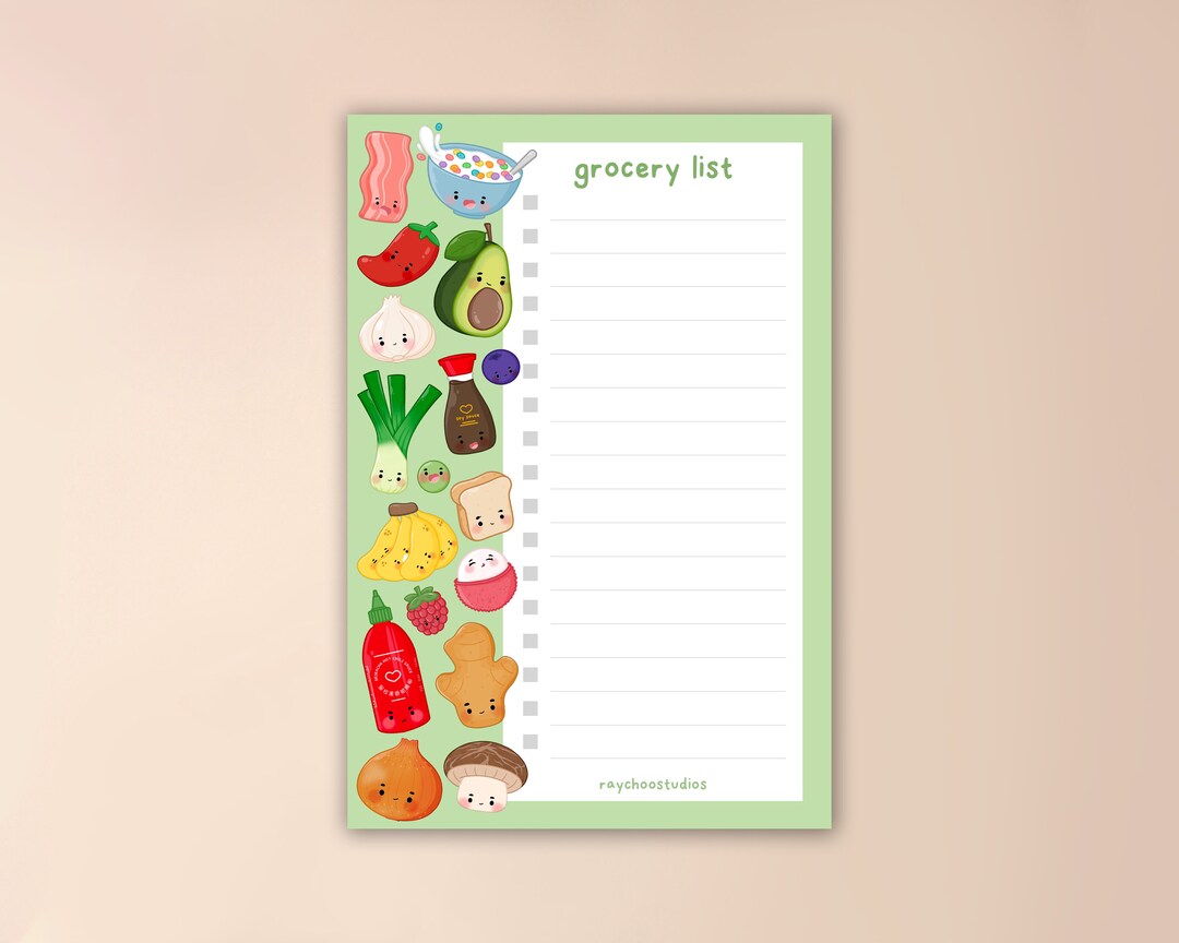 Grocery List Notepad | Cute Kitchen Notepad, Magnetic Fridge Notepad ...