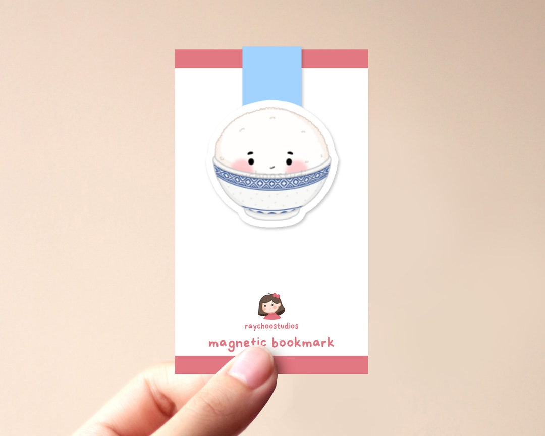 Rice Bowl Magnetic Bookmark | Cute Asian Food, Kawaii, Cute Book Mark ...