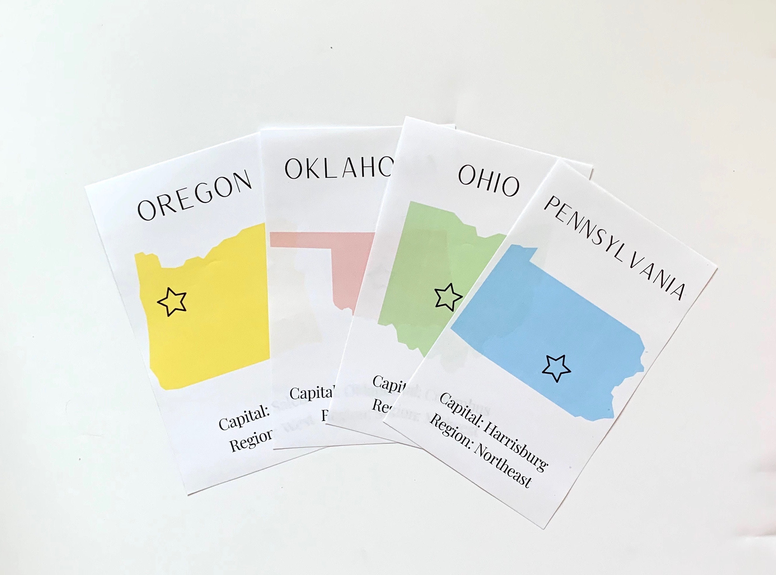 50 States of the United States Flashcards~ Printable - Etsy