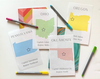 USA 50 State Flashcards Geography Flashcards for Memory Game - Etsy